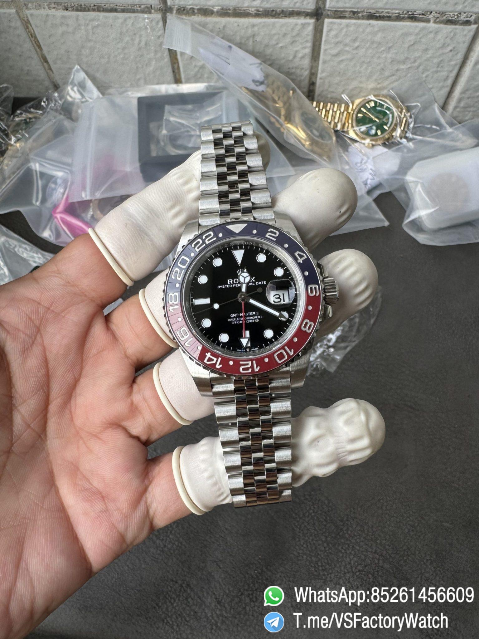 VSF GMT-Master II Pepsi 126710BLRO 904L Steel Blue & Red Bezel Jubilee ...