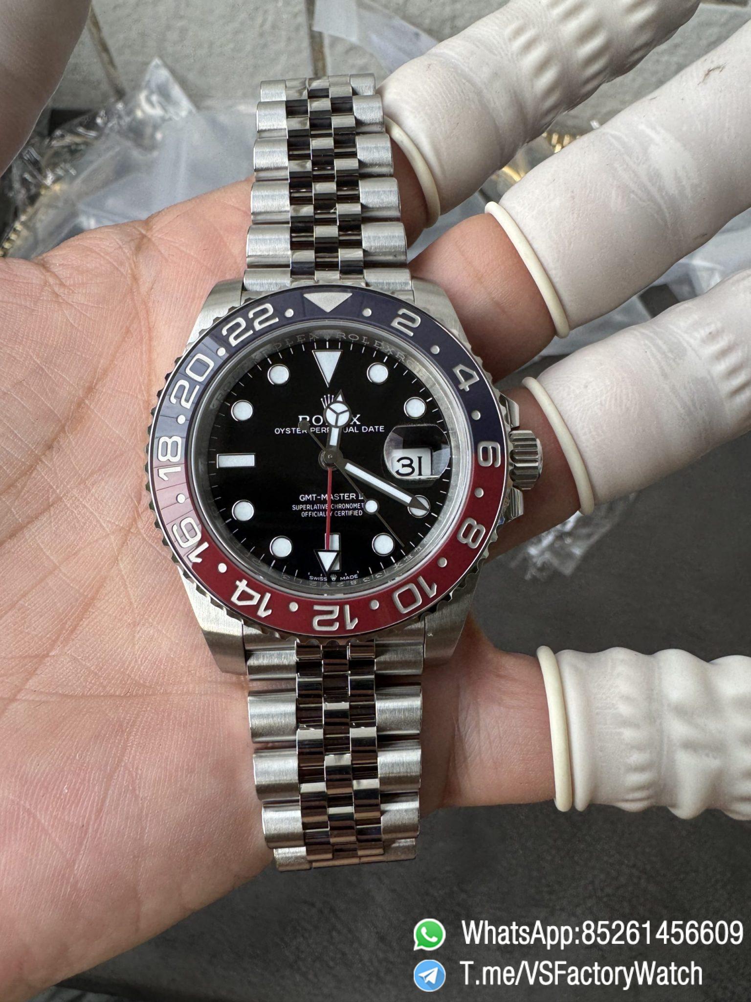 VSF GMT-Master II Pepsi 126710BLRO 904L Steel Blue & Red Bezel Jubilee ...