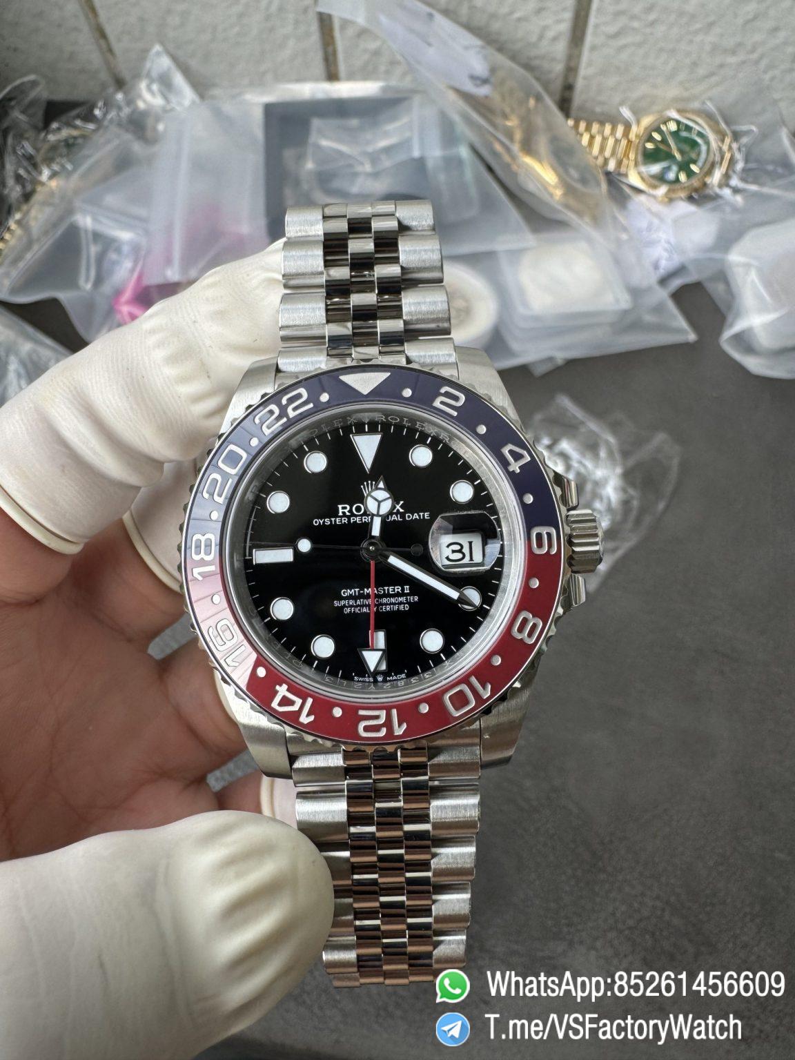 VSF GMT-Master II Pepsi 126710BLRO 904L Steel Blue & Red Bezel Jubilee ...