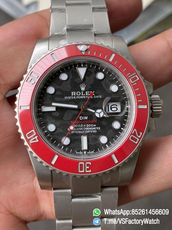 VSF Rolex Submariner DIW Sandblasted 40mm Black Carbon Texture Dial Red ...